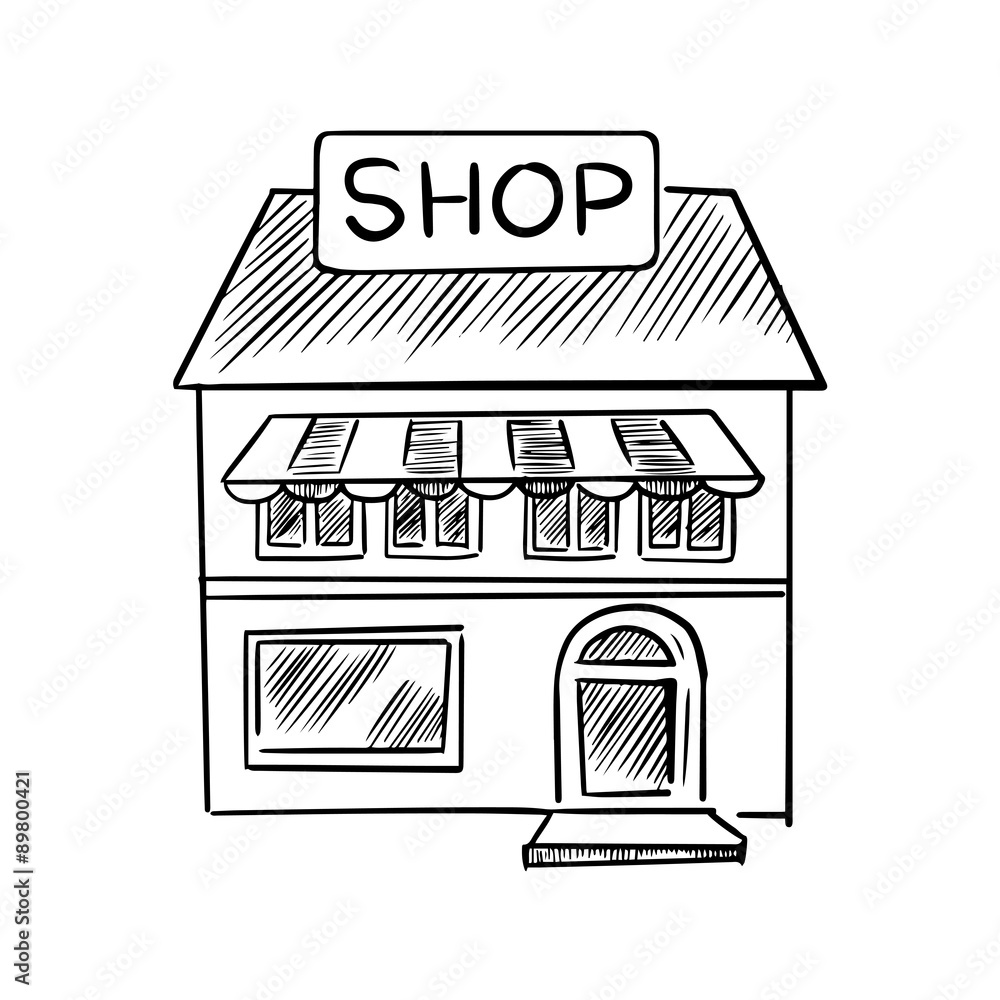 Store sketch with shop signboard Stock Vector | Adobe Stock