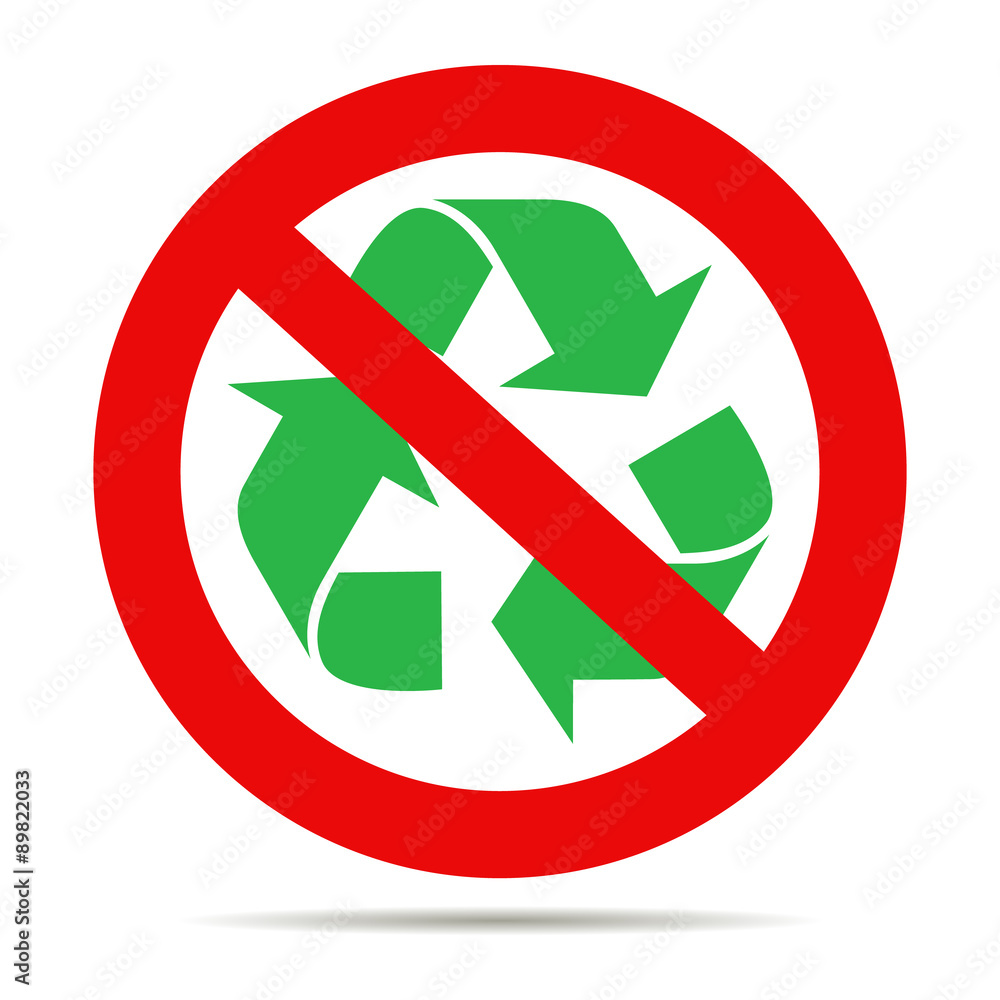 Illustration of a not allowed icon with a recycle sign Stock Vector ...