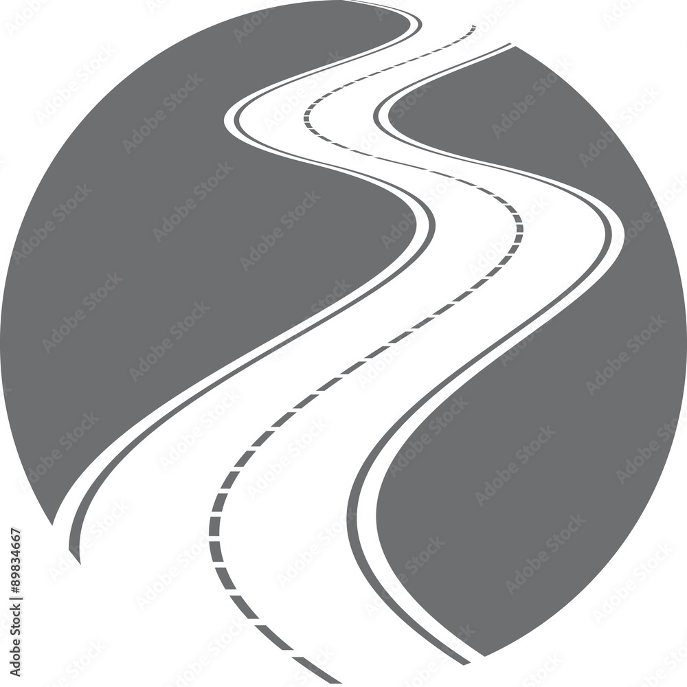 Logo with perspective of curved road Stock Vector | Adobe Stock