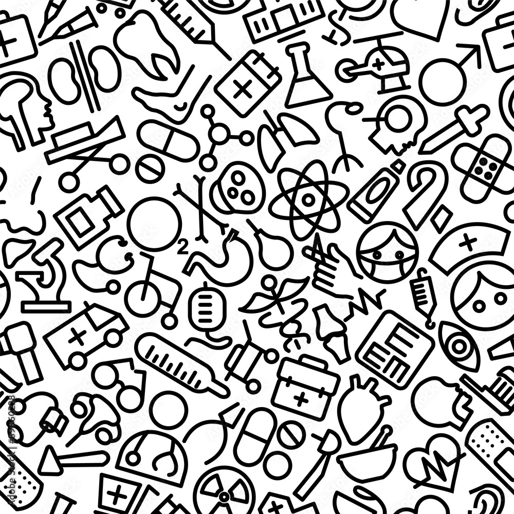 Medical and Health Hand Drawn Icon Pattern Illustration Stock Vector ...