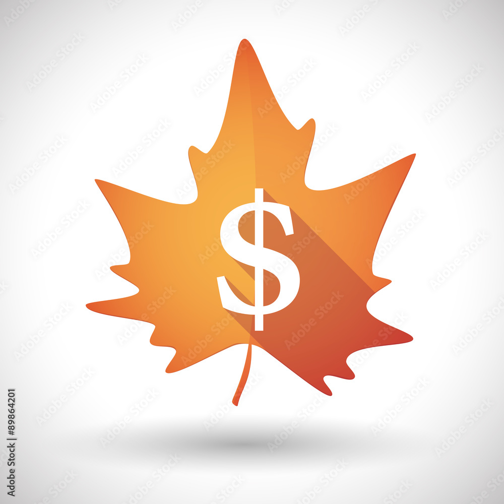 Autumn leaf icon with a dollar sign Stock Vector | Adobe Stock