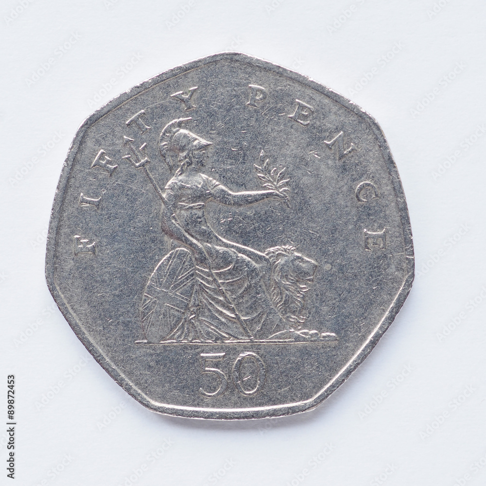 UK 50 pence coin Stock Photo | Adobe Stock