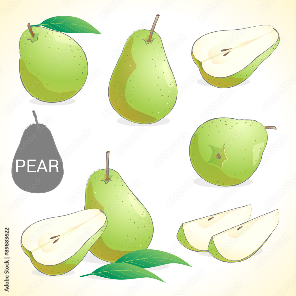 Set of pear fruit in various styles vector format Stock Vector | Adobe ...
