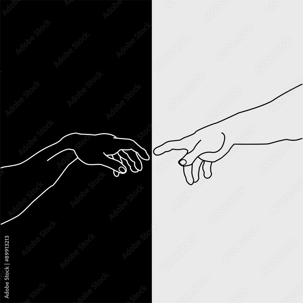 Hands showing the creation of Adam Stock Vector | Adobe Stock