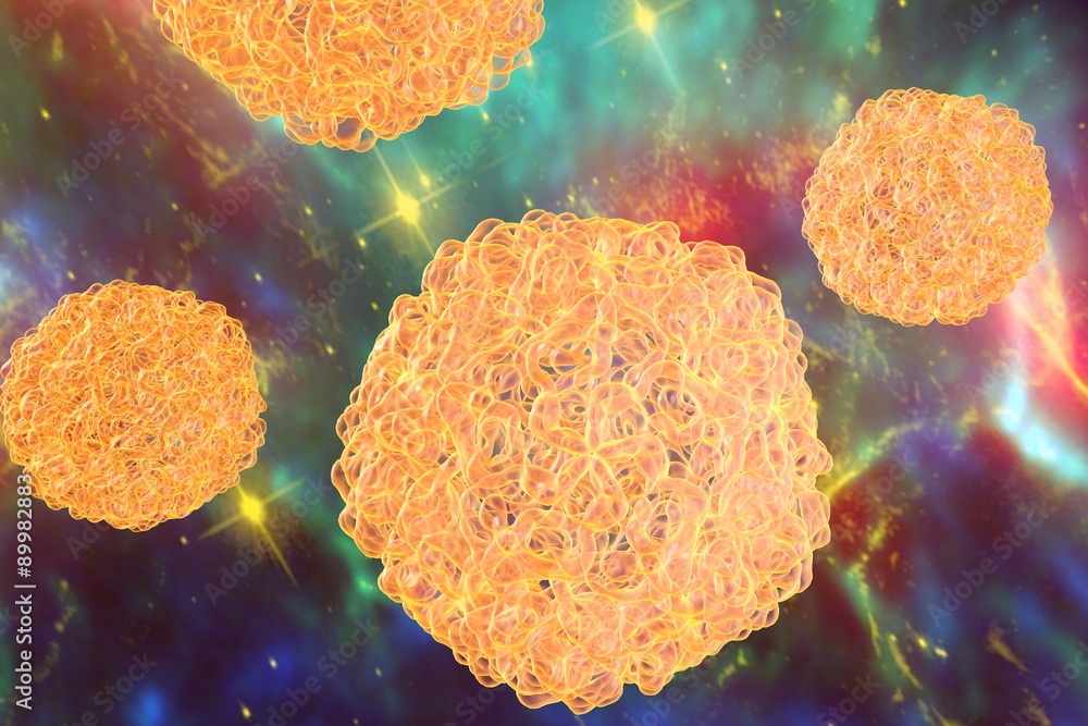 Enterovirus 71 on space background. A model is built using data of ...