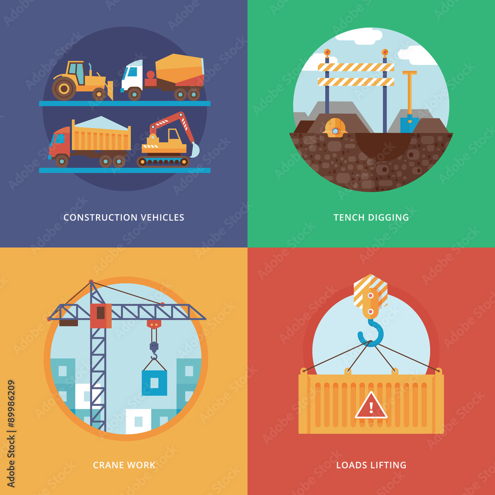 Vector constructing, industry of building and development set for web ...