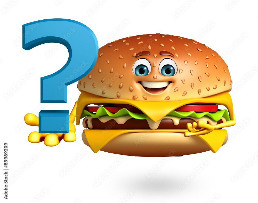 Cartoon character of burger with question mark Stock Illustration ...
