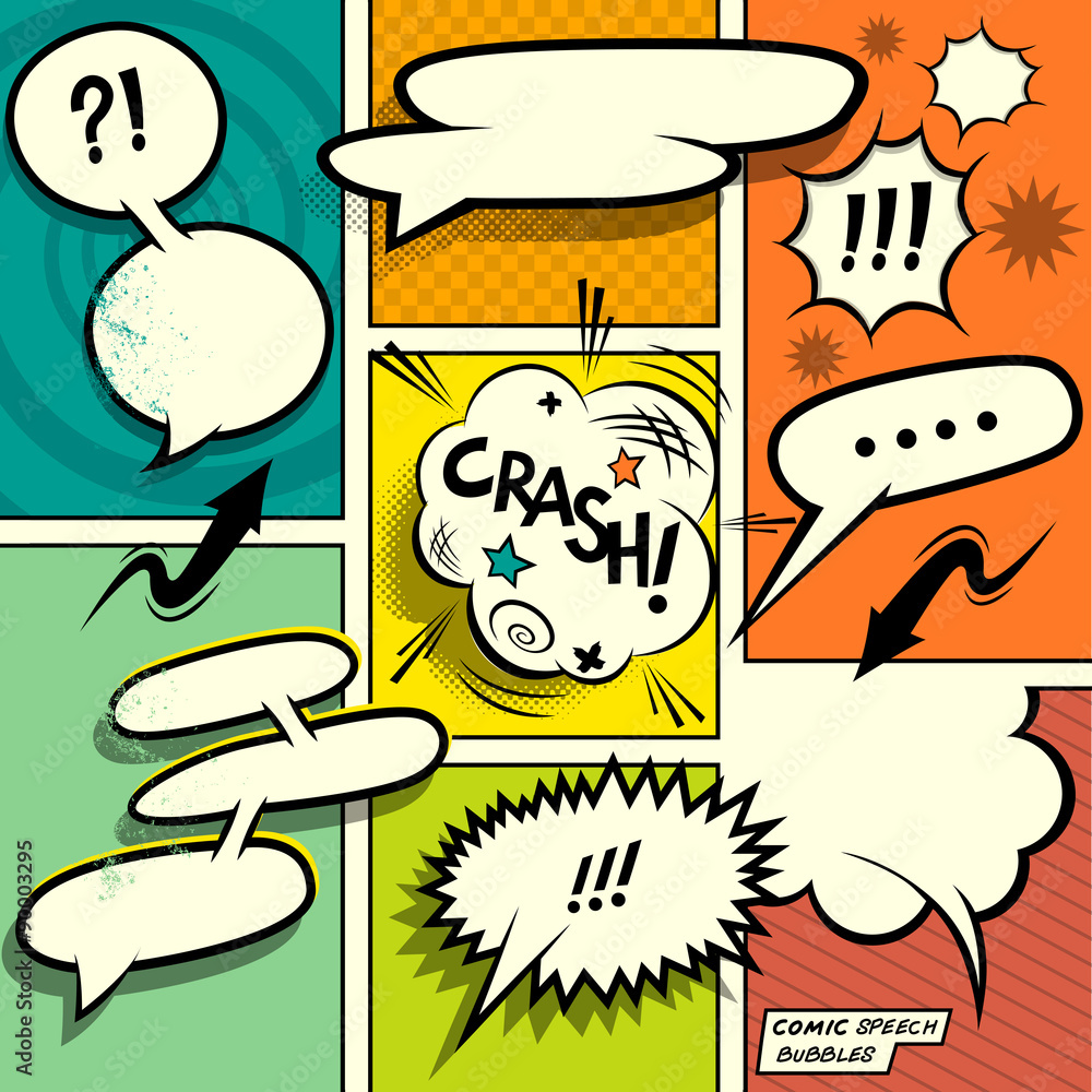 Comic Book Speech Bubbles. A set of colourful and retro comic book ... Comic Book Speech Bubbles. A set of colourful and retro comic book ...