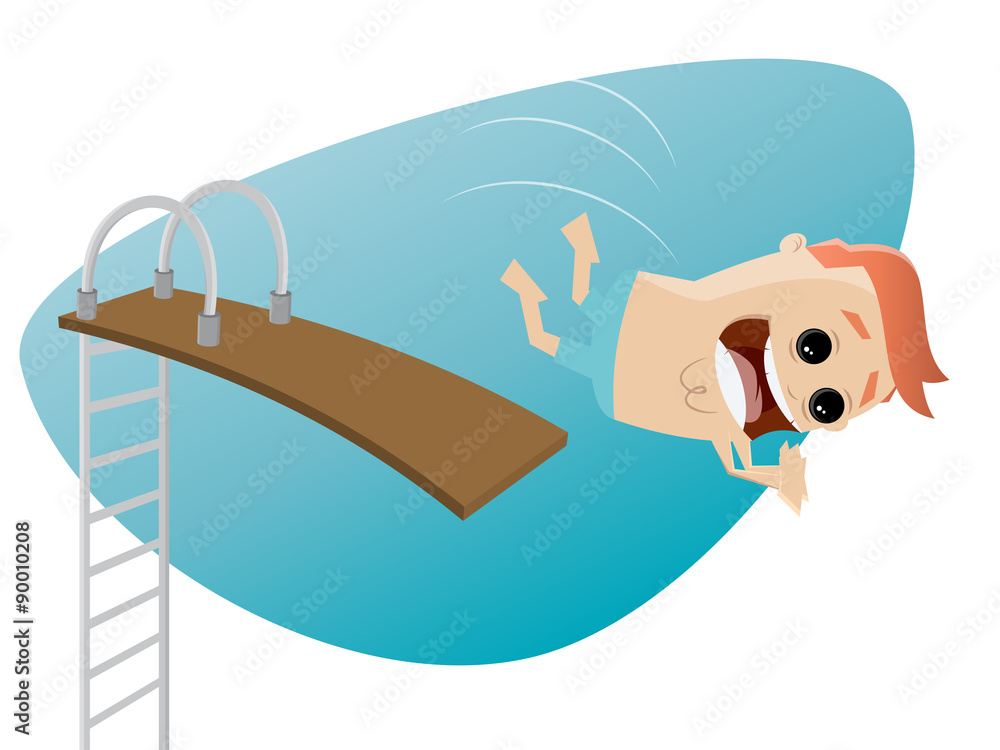 sprungbrett springen business mann lustig Stock-Vektorgrafik | Adobe Stock