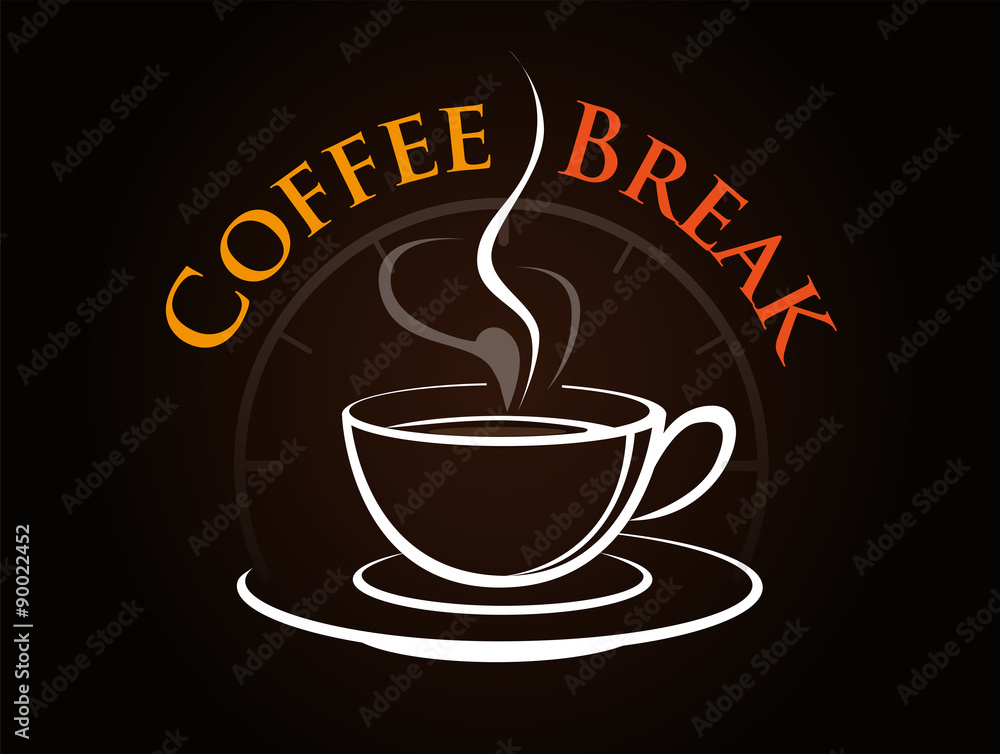 Vector, symbol of a coffee break, with the shape of a cup of hot coffee ...