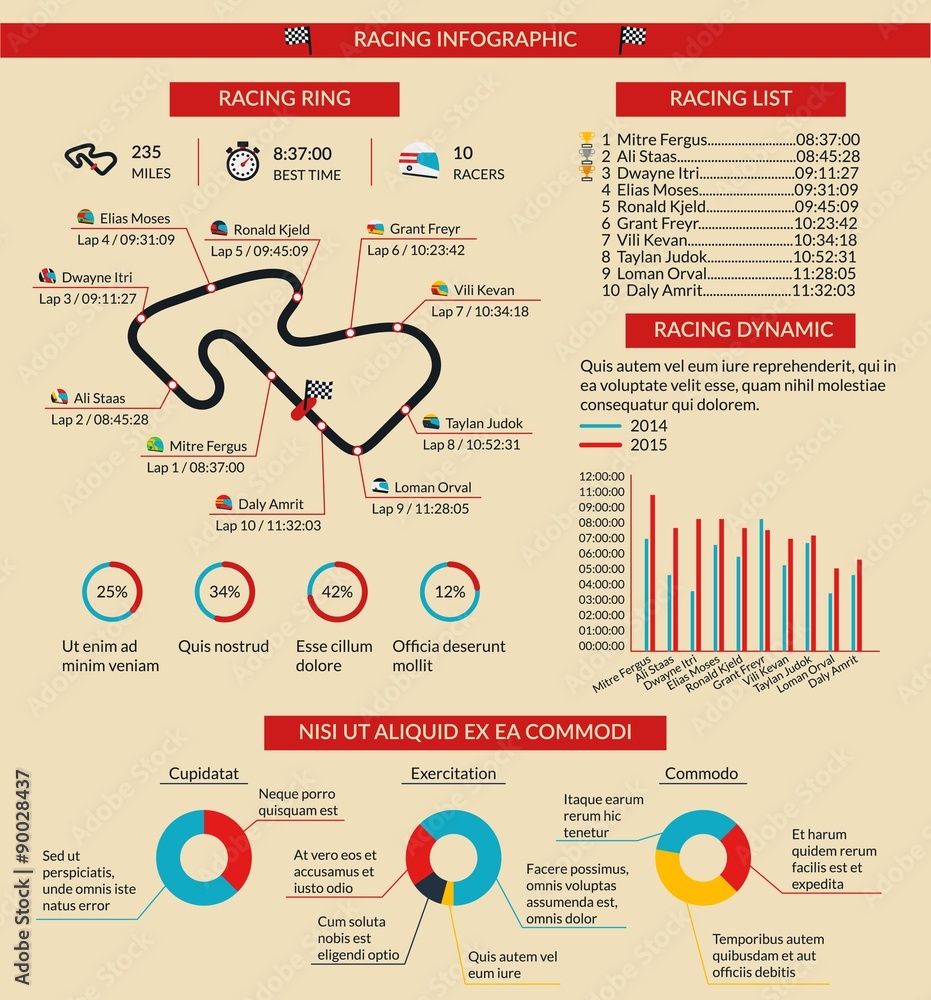 Racing infographics Stock Vector | Adobe Stock