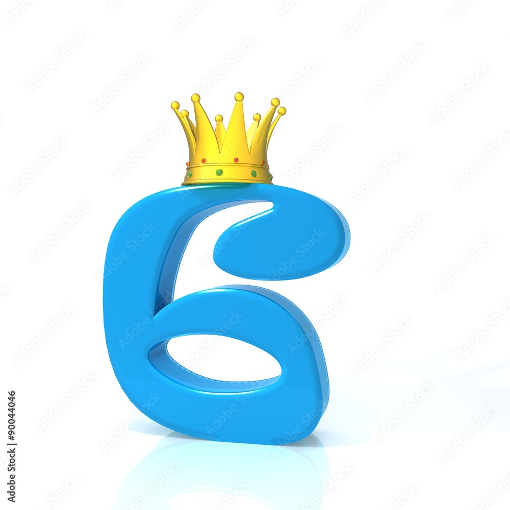 Number six with gold crown Stock Illustration | Adobe Stock