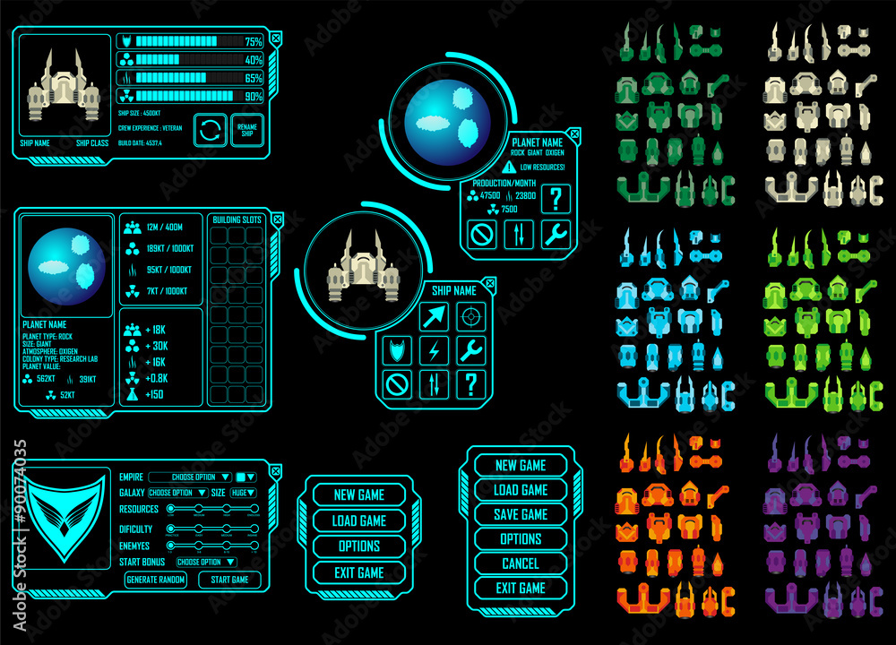 Vector elements for strategy space video game Stock Vector | Adobe Stock