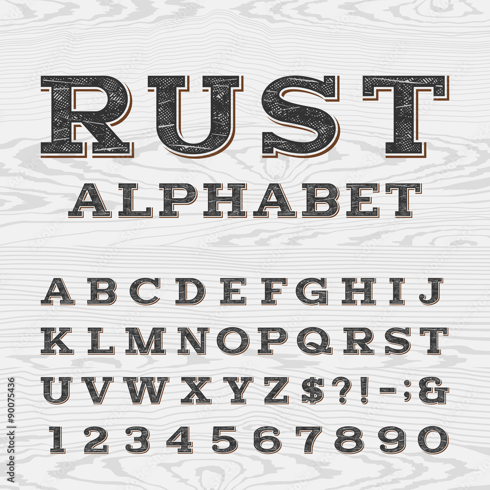Retro distressed alphabet vector font. Serif type dirty letters ...