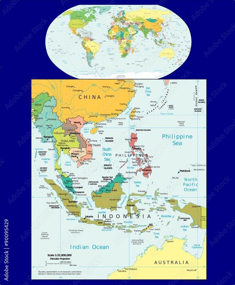 World Southeast Asia political divisions Stock Vector | Adobe Stock