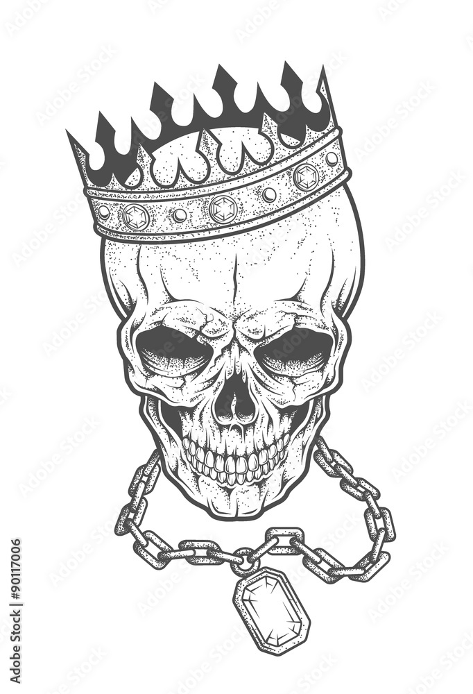 Skull with crown and chain. Stock Vector | Adobe Stock