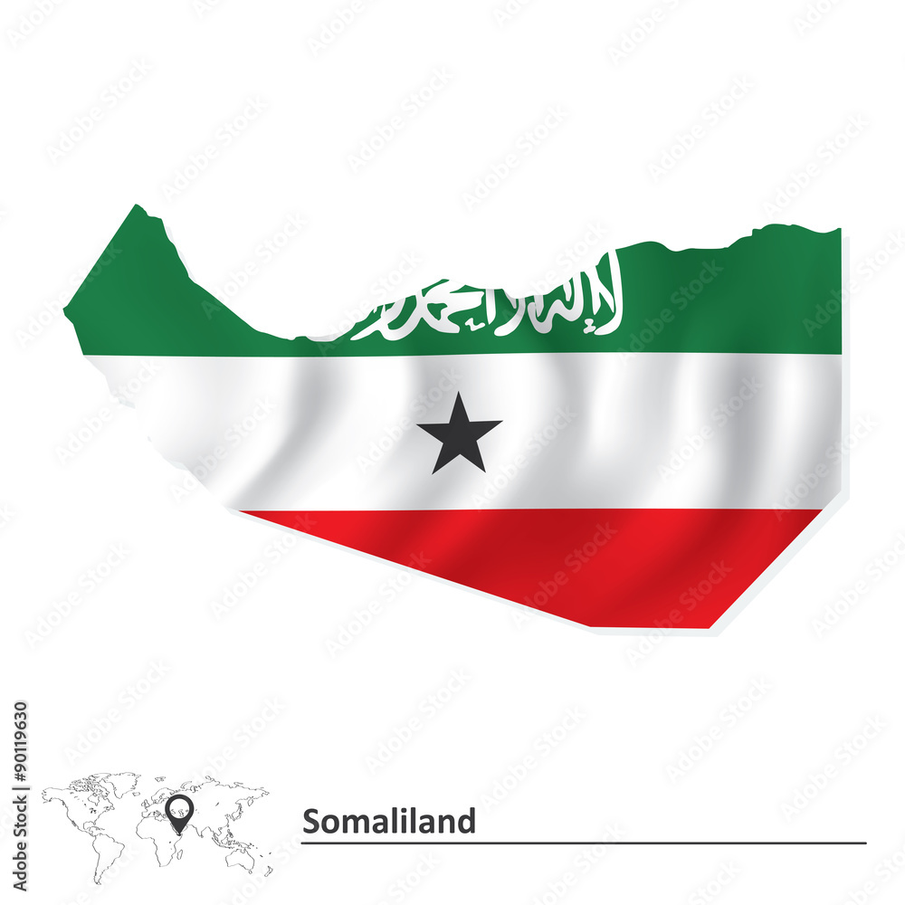 Map of Somaliland with flag Stock Vector | Adobe Stock