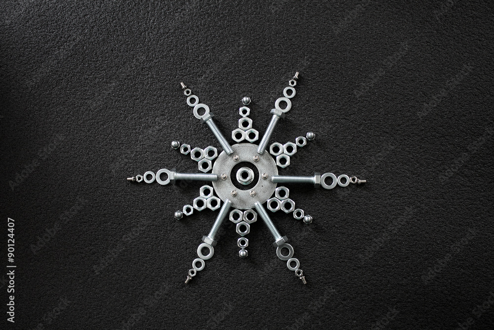 Metal art. Star symbol made by screw nuts, washers and bolts Stock ...