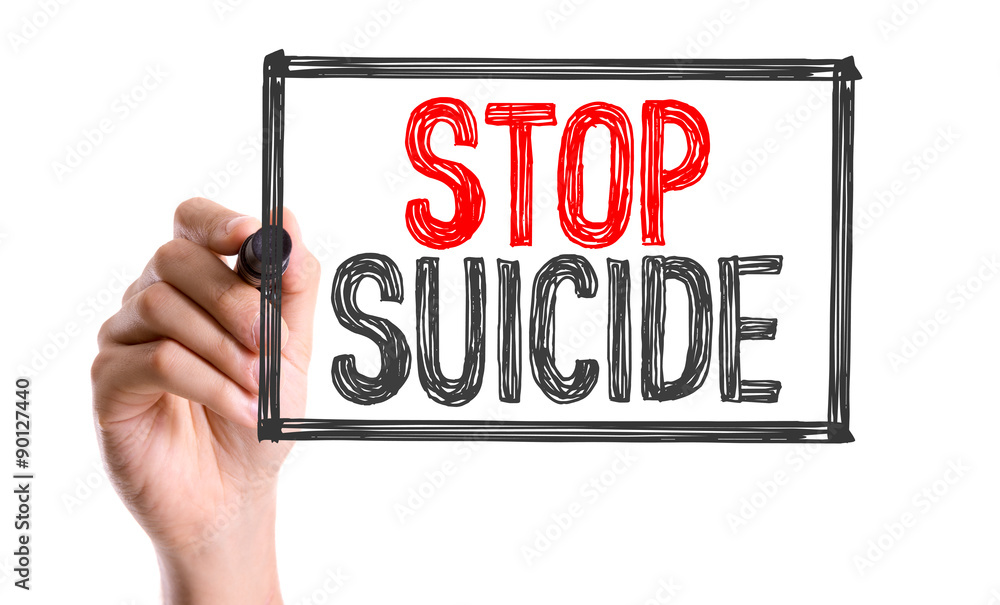 Hand with marker writing the word Stop Suicide Stock Photo | Adobe Stock