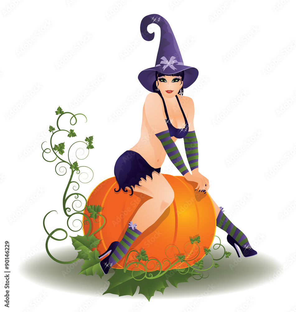 Halloween Sexy Witch Vector Illustration Stock Vector Adobe Stock