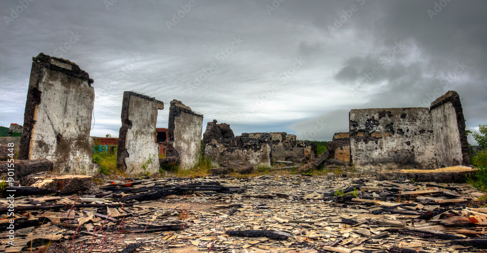 Ruins.The remains of burned buildings Stock Photo | Adobe Stock