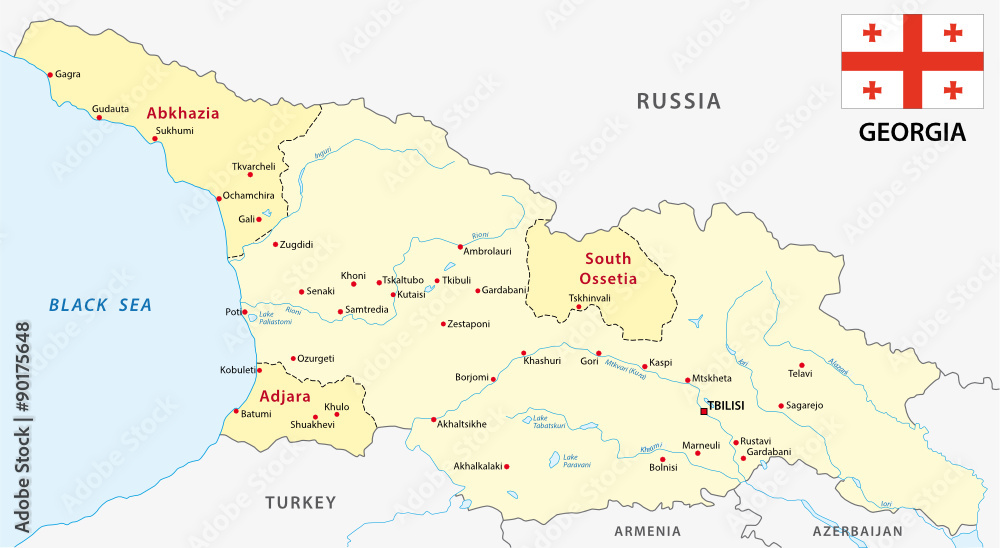 georgia map with flag Stock Vector | Adobe Stock