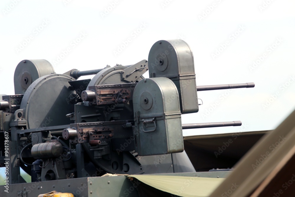 military truck with a deadly machine gun on the roof Stock Photo ...
