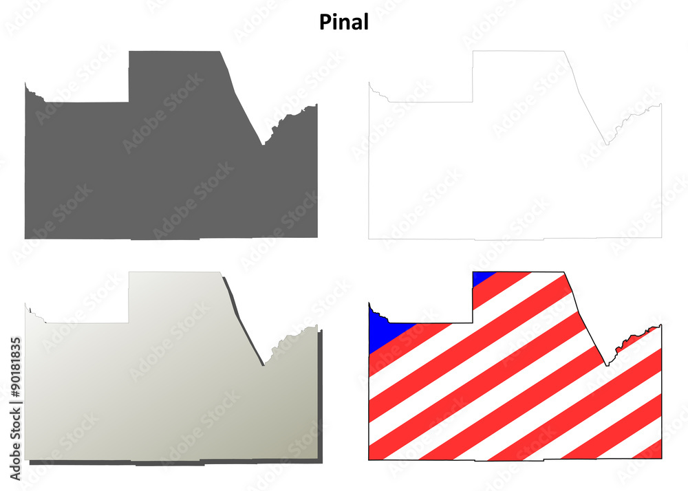 Pinal County (Arizona) outline map set Stock Vector | Adobe Stock
