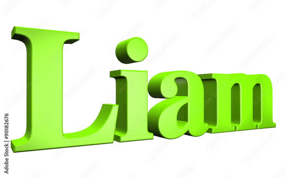 3D Liam text on white background Stock Illustration | Adobe Stock