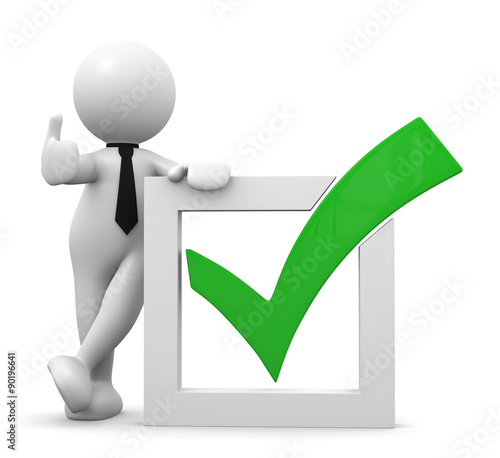 omino 3d con simbolo Check mark ilustración de Stock | Adobe Stock