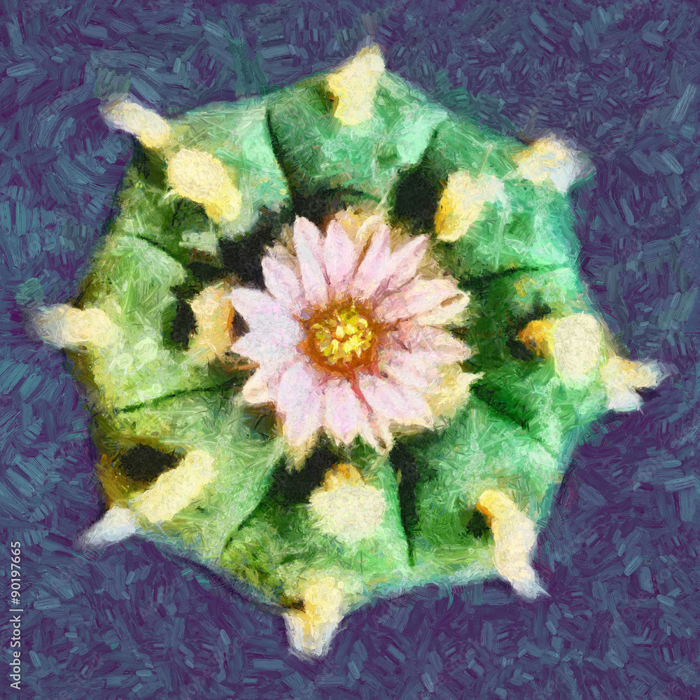 Ilustração do Stock: lophophora williamsii peyote plant with flower oil ...