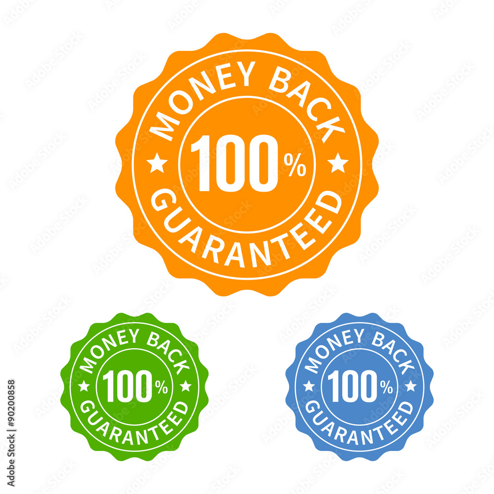 Money back guarantee seal or stamp flat icon Stock Vector | Adobe Stock