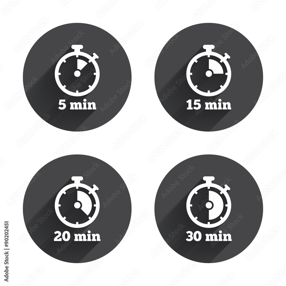 Timer icons. Five minutes stopwatch symbol. Stock Vector | Adobe Stock