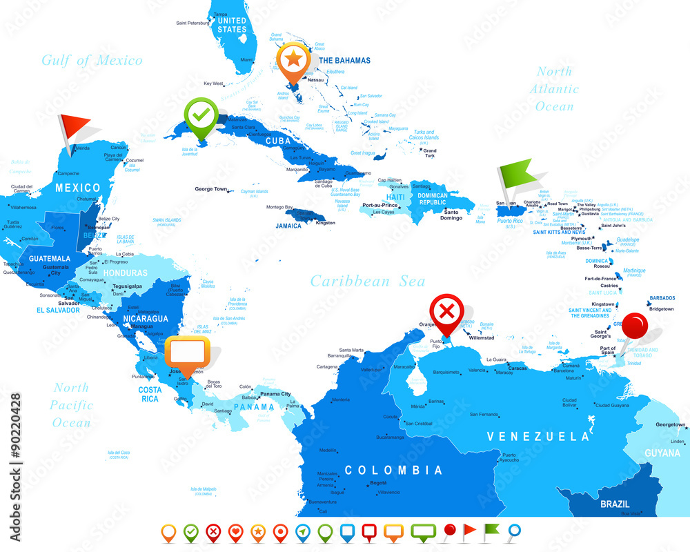 Central America map - highly detailed vector illustration. Image ...