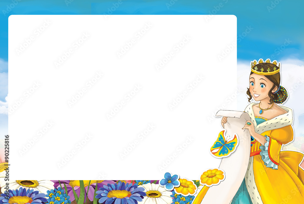 Cartoon frame with princess - illustration Stock Illustration | Adobe Stock