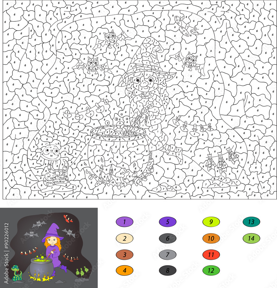 Color by number educational game for kids. Nice and friendly wit Stock ...