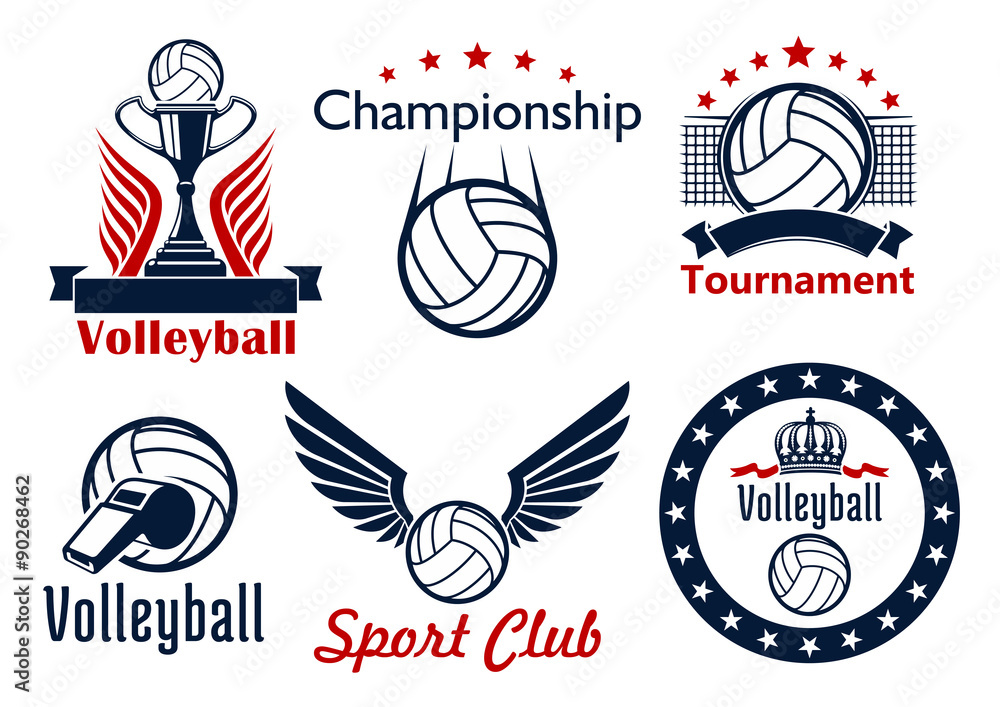 Volleyball tournament and club emblems Stock Vector | Adobe Stock