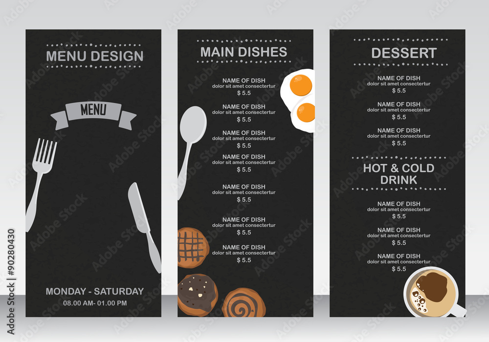 restaurant menu, infographics background and elements. blackboard ...