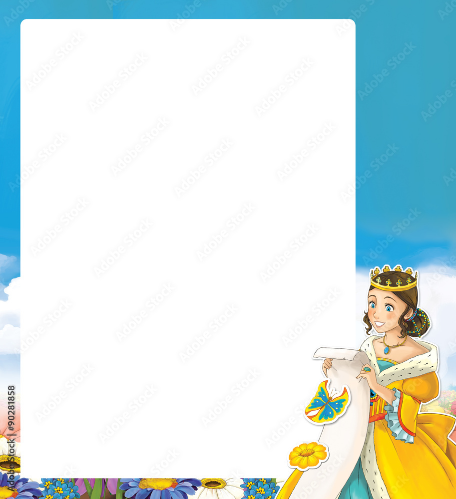 Cartoon frame with princess - illustration Stock Illustration | Adobe Stock