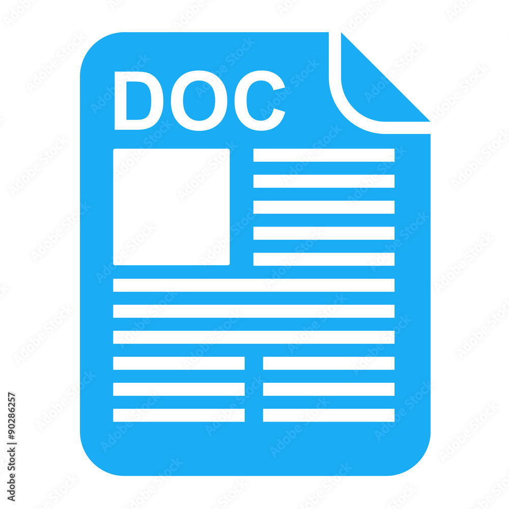 Icono documento extension y simbolo DOC azul Stock Illustration | Adobe ...