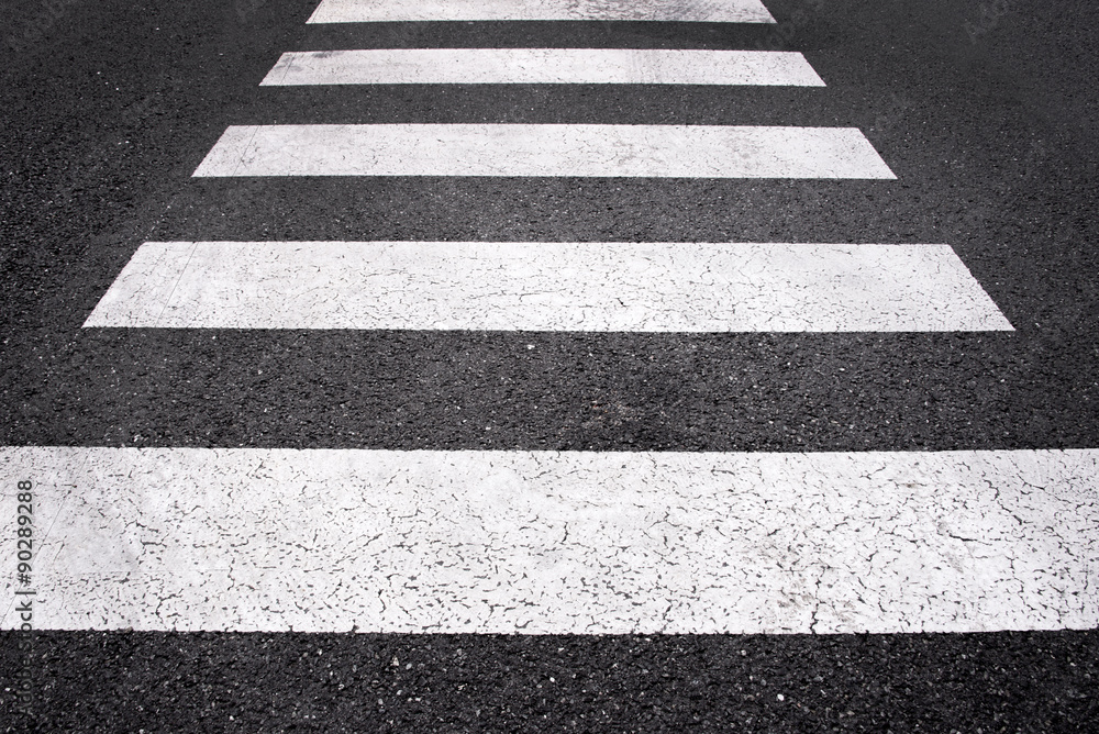 Pedestrian crossing, Asphalt road top view with a white line Stock ...