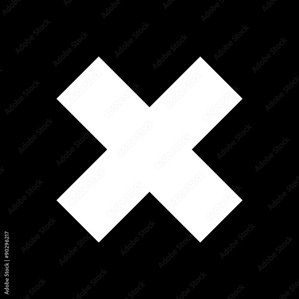 Delete sign, White Crosswise Sign on a Black Background, X Sign, a Sign ...