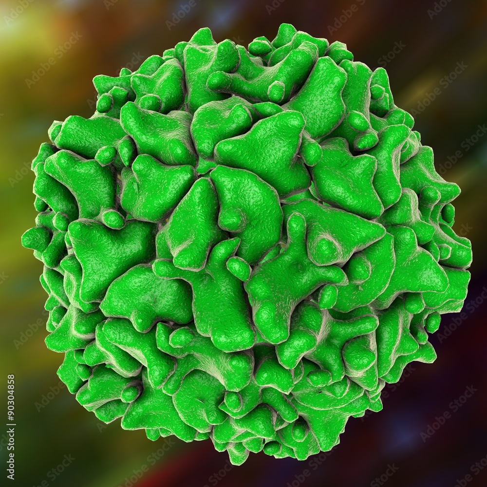 Poliovirus on colorful background. A virus transmitted by drinking ...