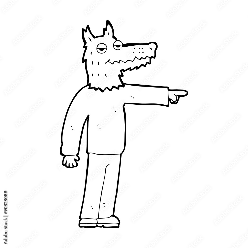 cartoon wolf man pointing Stock Vector | Adobe Stock