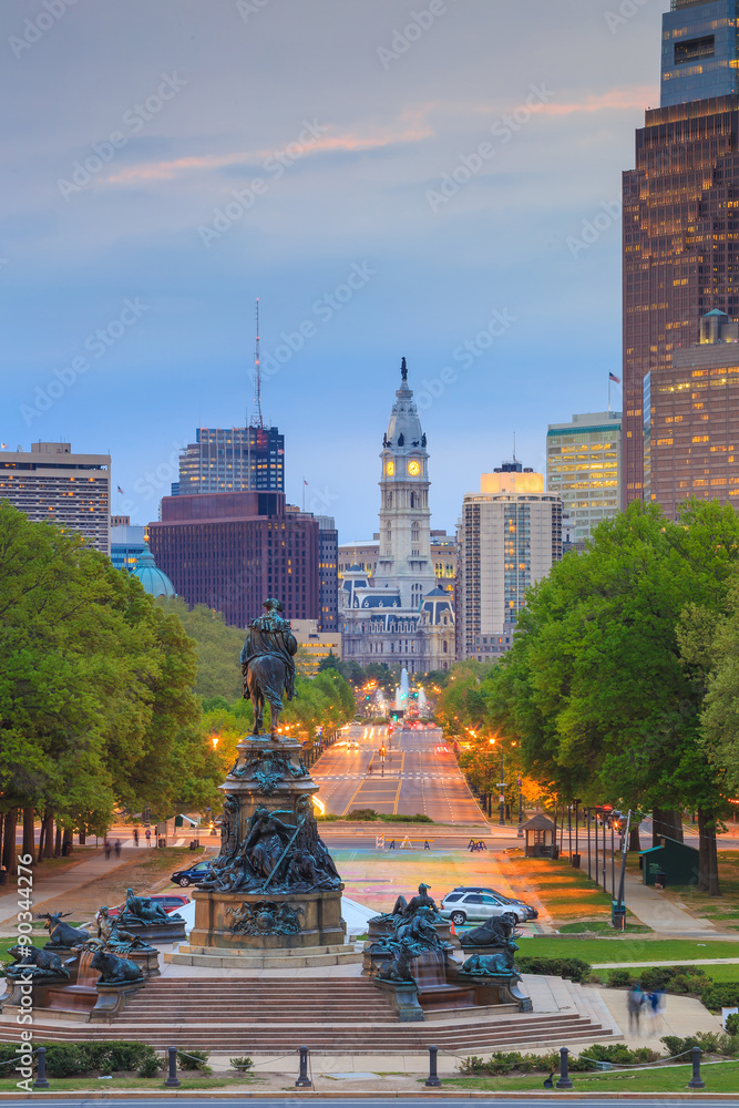 Philadelphia skyline at night Stock Photo | Adobe Stock