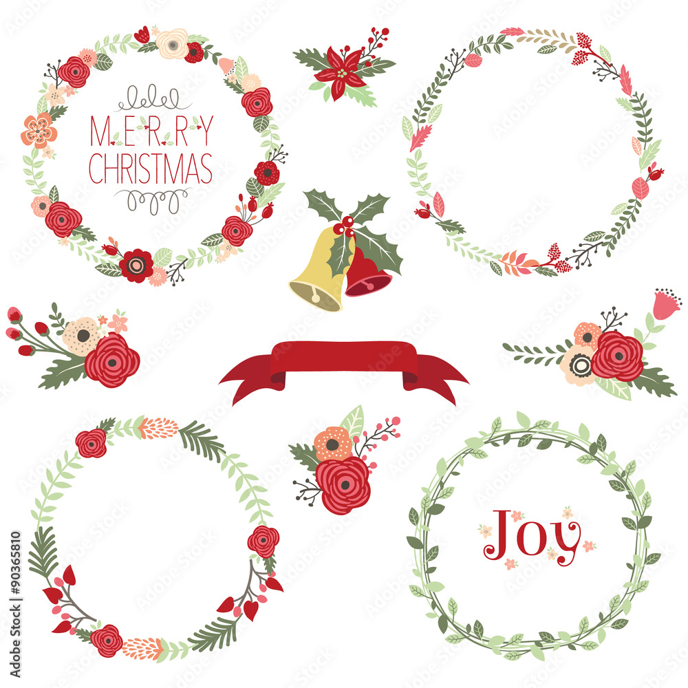 Christmas Wreath Clip Art Stock Vector | Adobe Stock