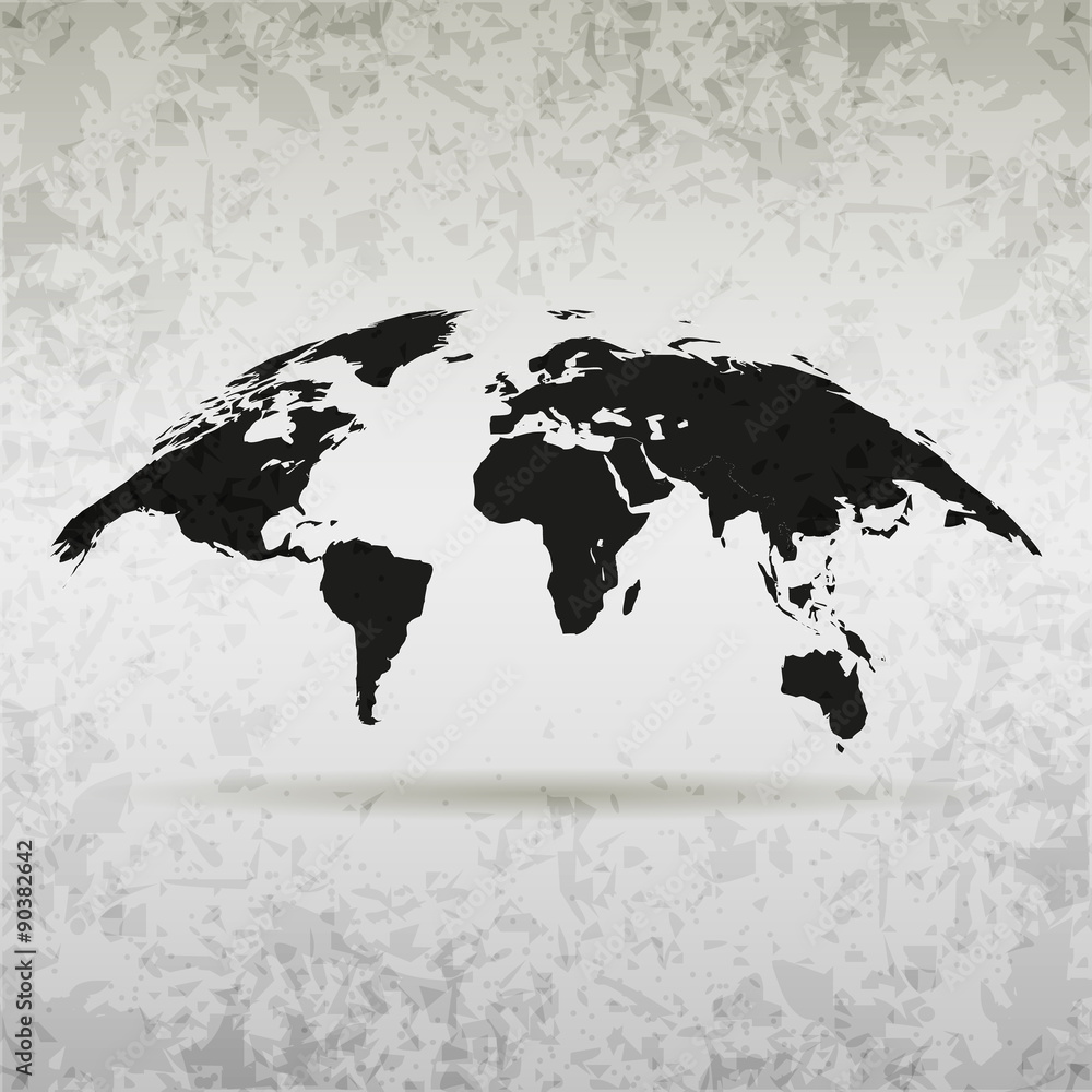 Stylish world map crumpled paper in bulk form Stock Vector | Adobe Stock