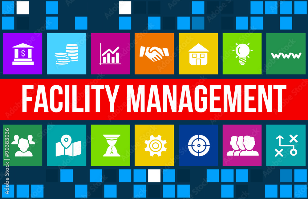 Facility management concept image with business icons and copyspace ...