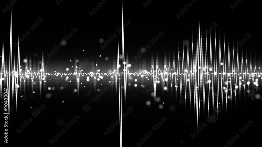 white and black audio waveform. Computer generated seamless loop ...