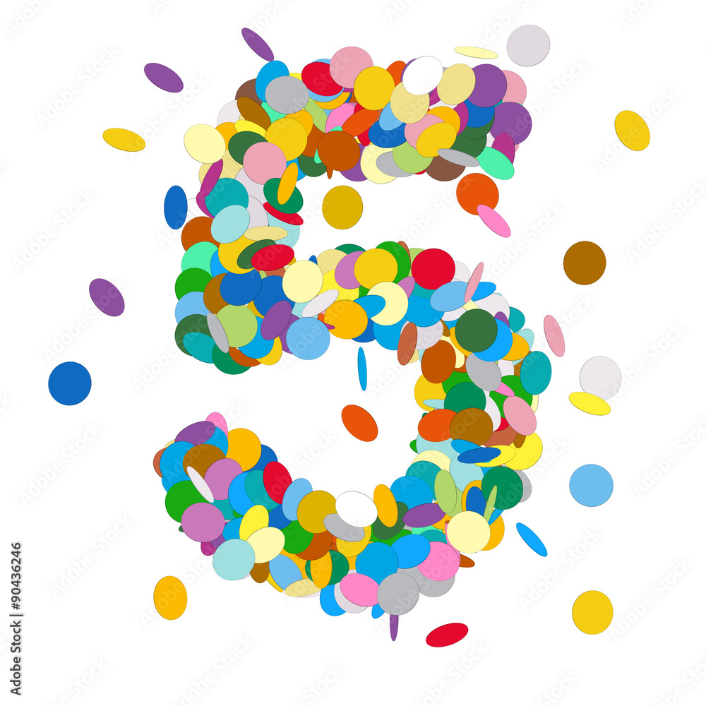 Abstract Colorful Vector Confetti Number Five - 5 - Abstrakte Konfetti ...
